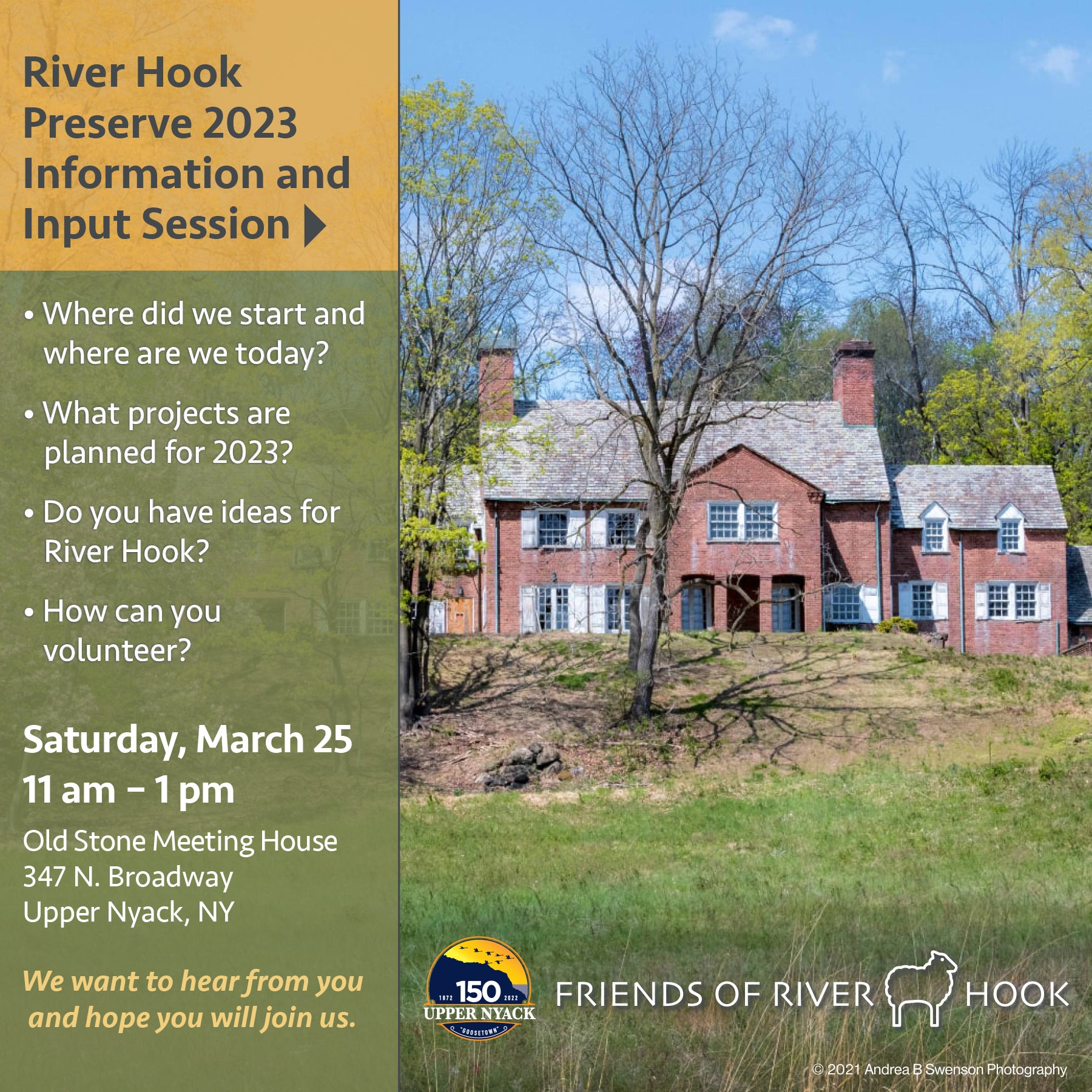 March 25, 2023 River Hook information session – Friends of River Hook, Inc.